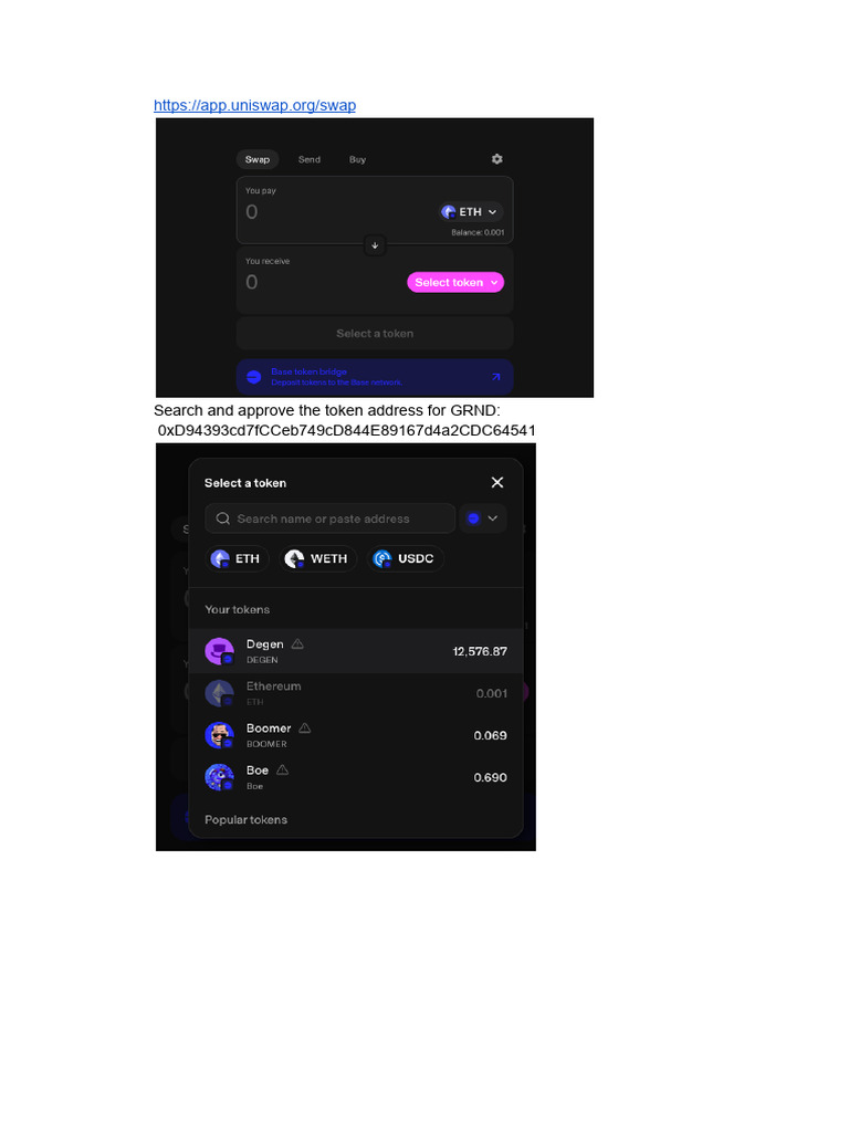 Swap GRND On UNISWAP | PDF