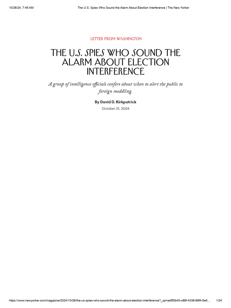 US Spies Who Sound Alarm About Election Interference | PDF | Donald ...