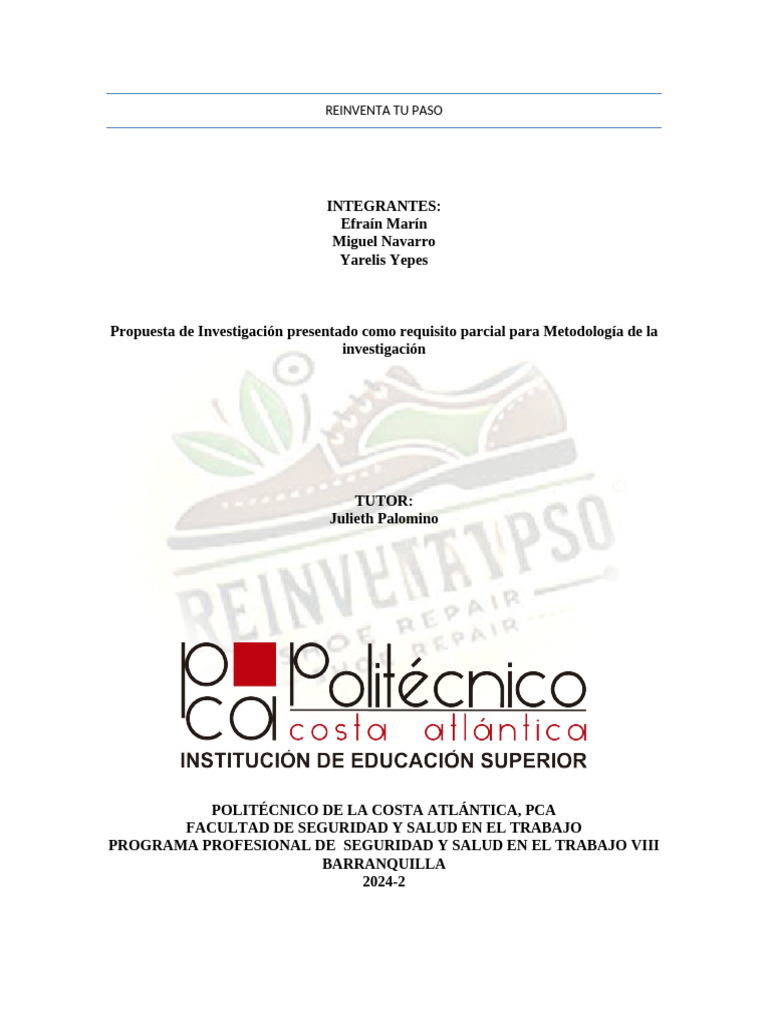 Plantilla Propuesta de Investigacion | PDF | Metodología de encuesta | Calidad (comercial)