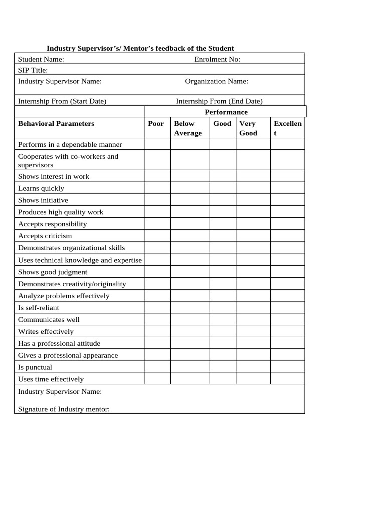Feedback Form SIP | PDF