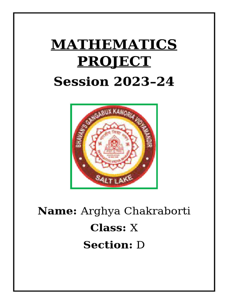 PROJECT Front Page - Bhavans | PDF