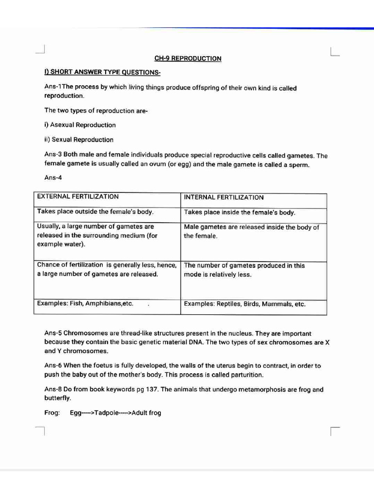 Ch-9 Reproduction Exercise | PDF