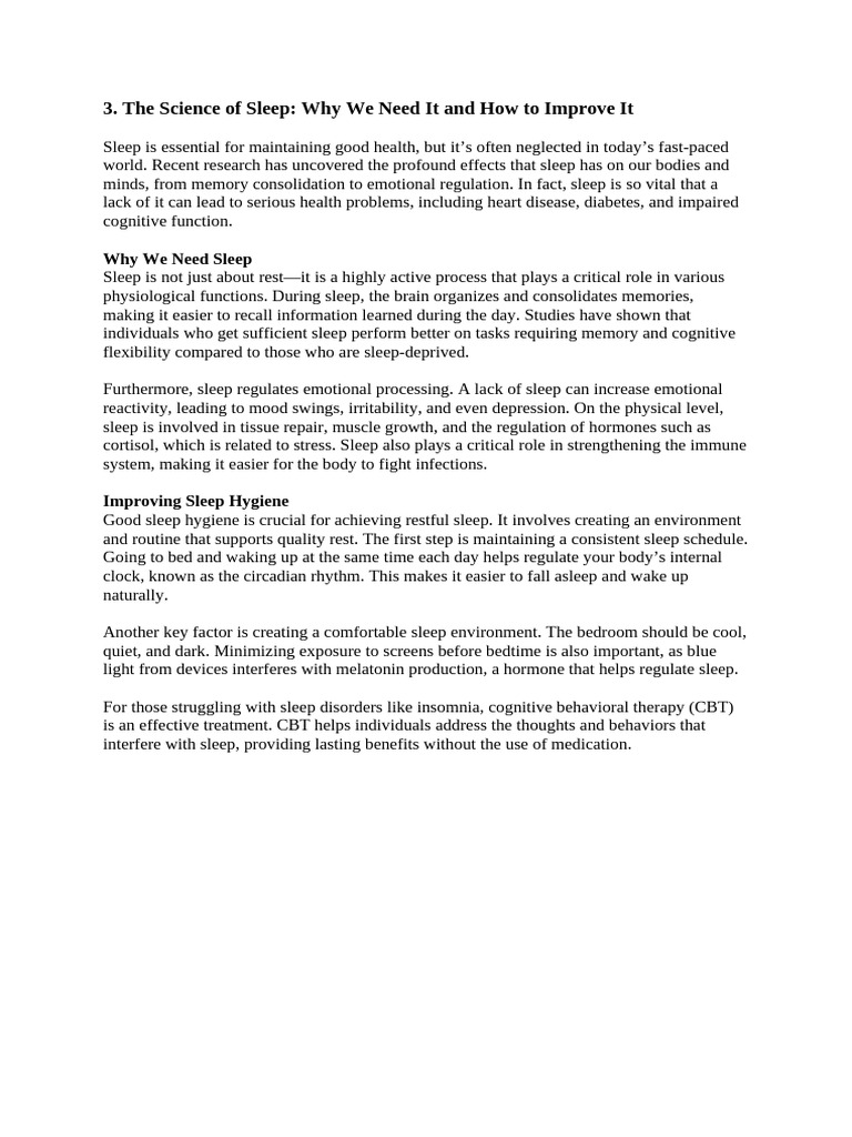 The Science of Sleep and Its Benefits | PDF