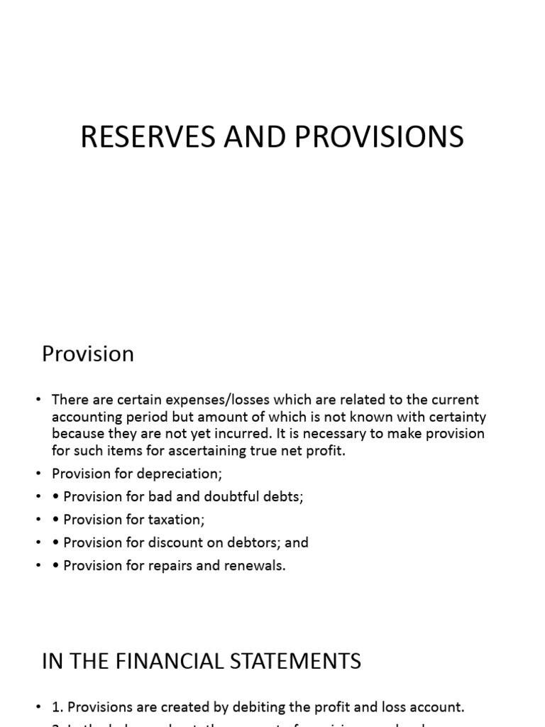 Reserves and Provisions | PDF | Expense | Tax Deduction