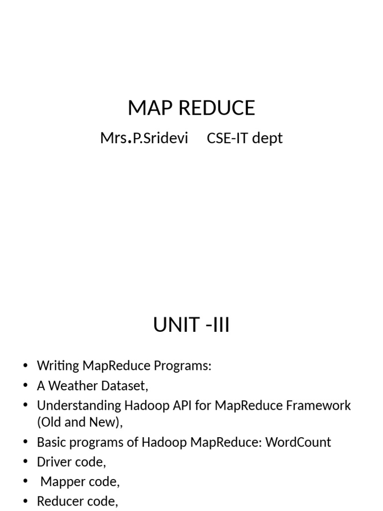 Bda Unit III r20csm | PDF | Map Reduce | Apache Hadoop