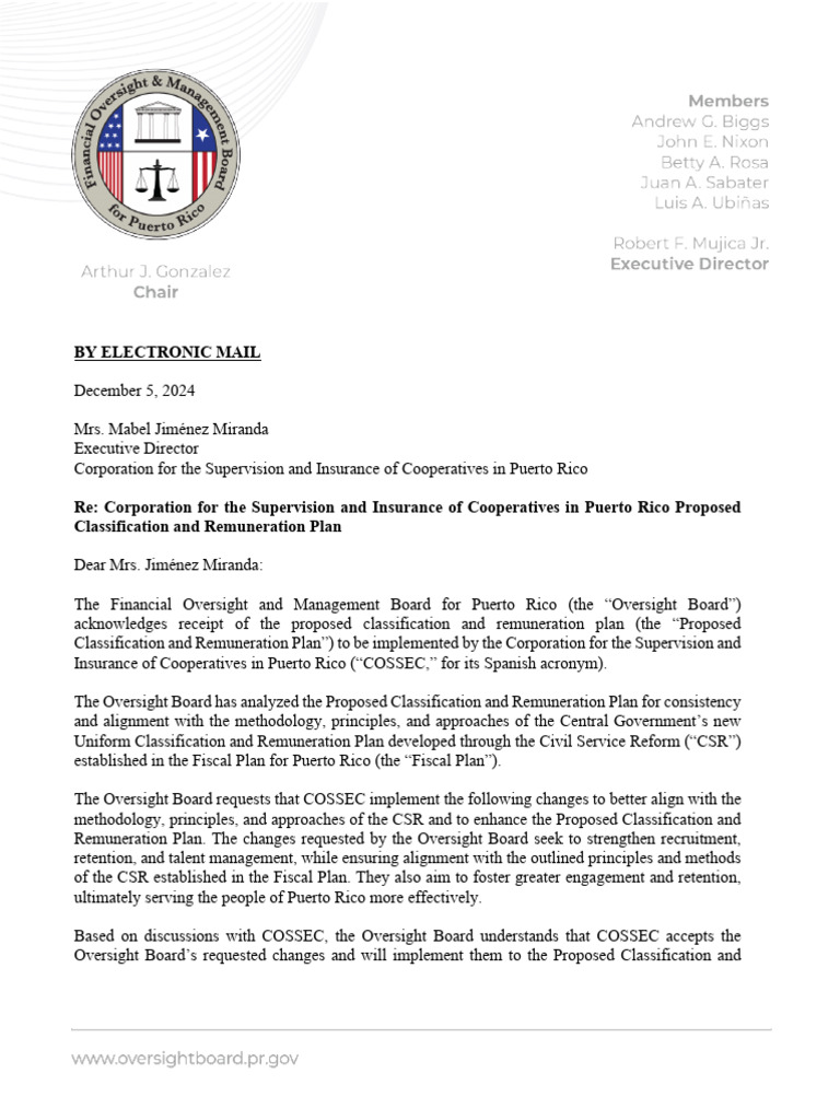 COSSEC Remuneration Plan Changes 2024 | PDF | Salary | Economies
