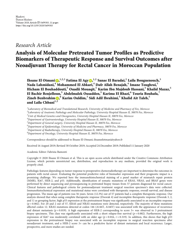 Analysis Of Molecular Pretreated Tumor Profiles As Predictive