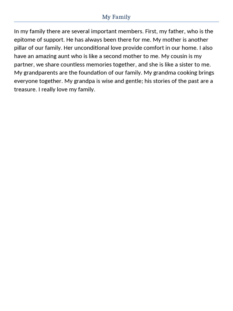 My Family in 100 Words | PDF