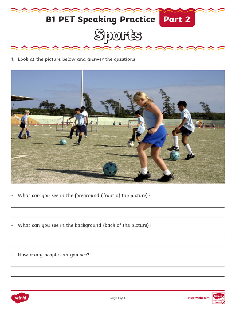 Esl b1 Pet Speaking Part 2 Practice Worksheet Sports General b1 - Ver ...