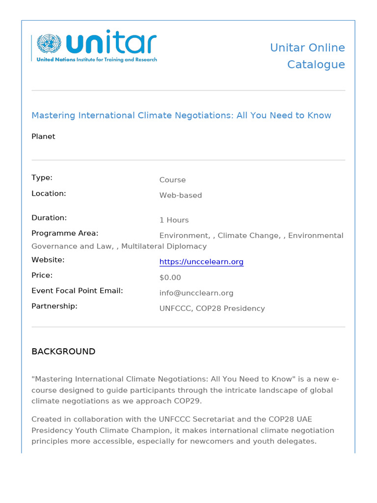 Mastering International Climate Negotiations All You Need to Know | PDF ...