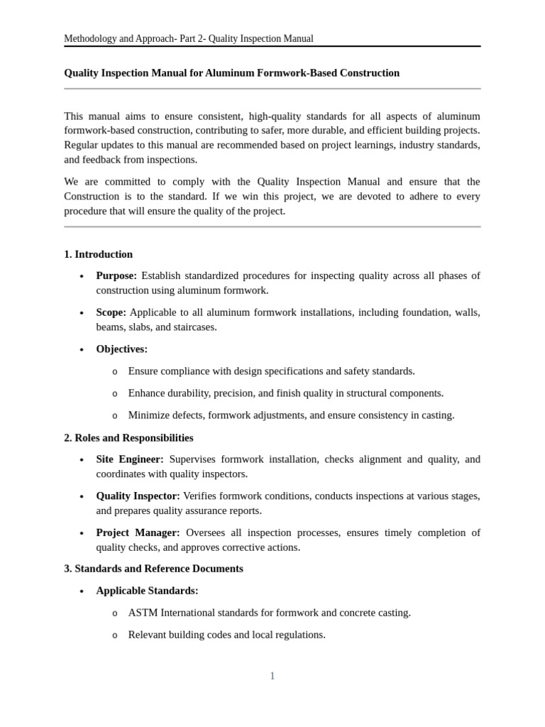 Quality Inspection Manual For Aluminum Formwork (Bidding Stage Method CTCE) | PDF | Concrete ...