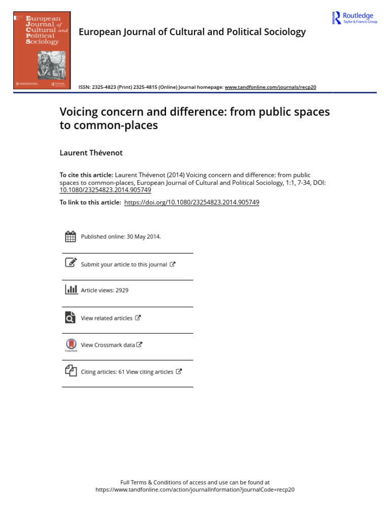 Voicing Concern and Difference From Public Spaces To Common-Places ...
