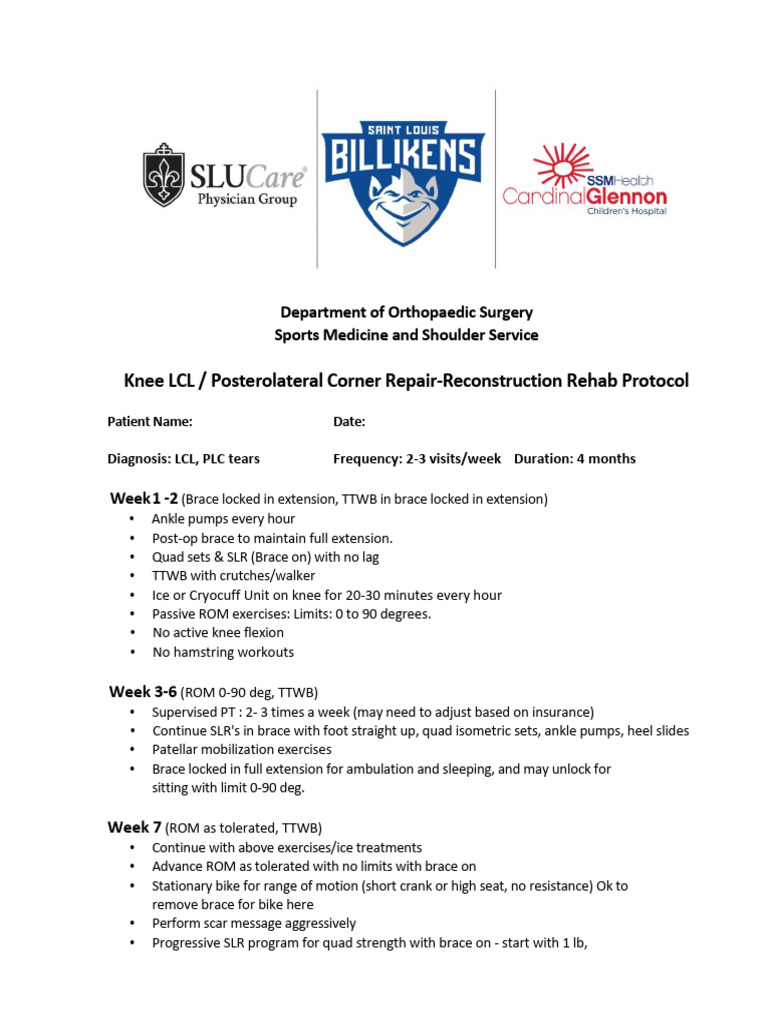 Knee LCL and Posterolateral Corner Repair and Reconstruction | PDF ...
