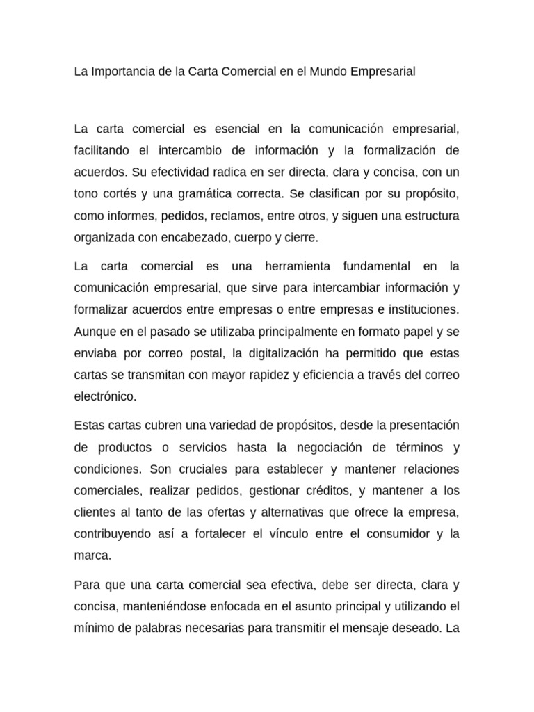Importancia de la Carta Comercial | PDF