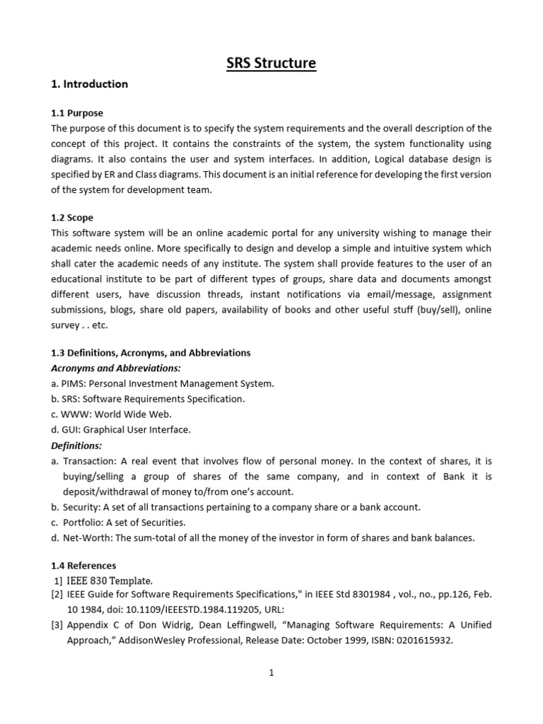 1 SRS - Structure شرح توضيحي بأمثلة | PDF | World Wide Web | Internet & Web