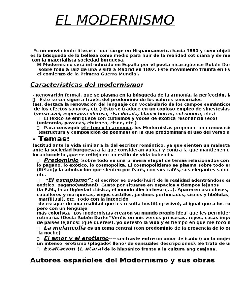 El Modernismo | PDF