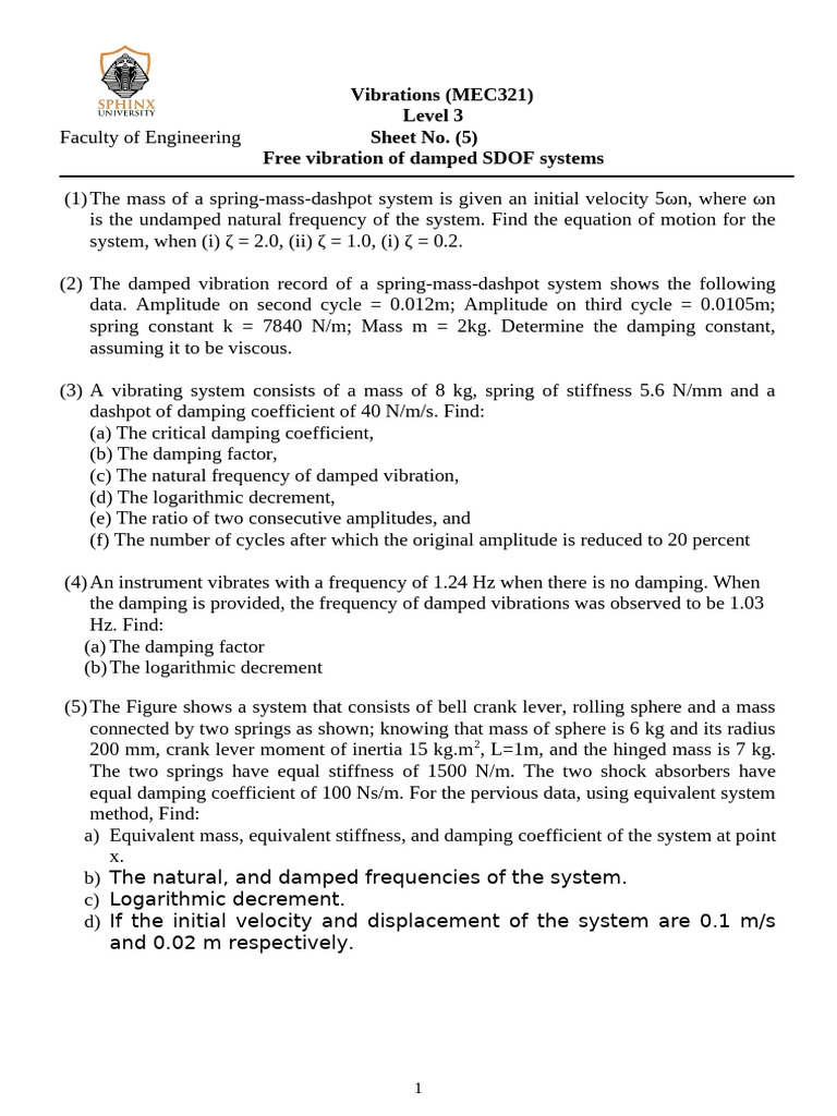 Sheet (5)- Vibrations.docx | PDF