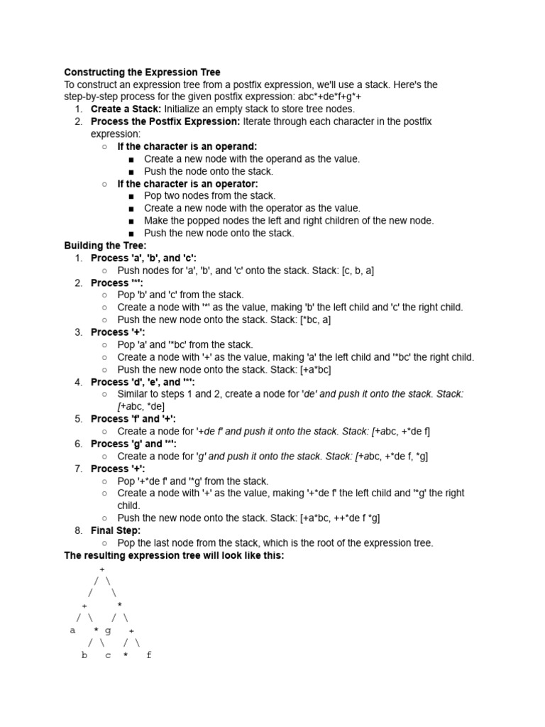 Construct A Tree From The Given Postfix Expression... | PDF