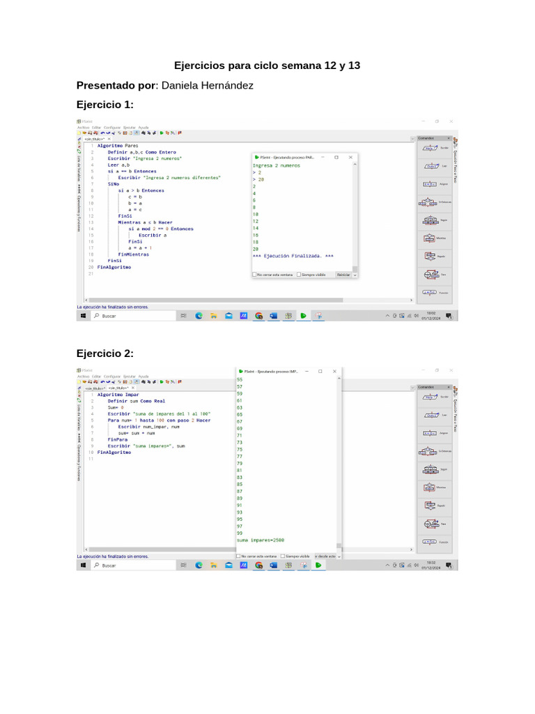 Ejercicios sobre algoritmo-pseint | PDF
