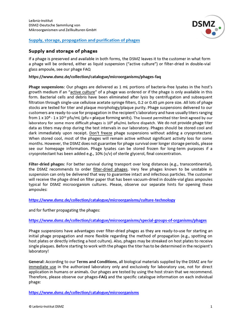 DSMZ Cultivation of Phages | PDF | Bacteriophage | Bacteria
