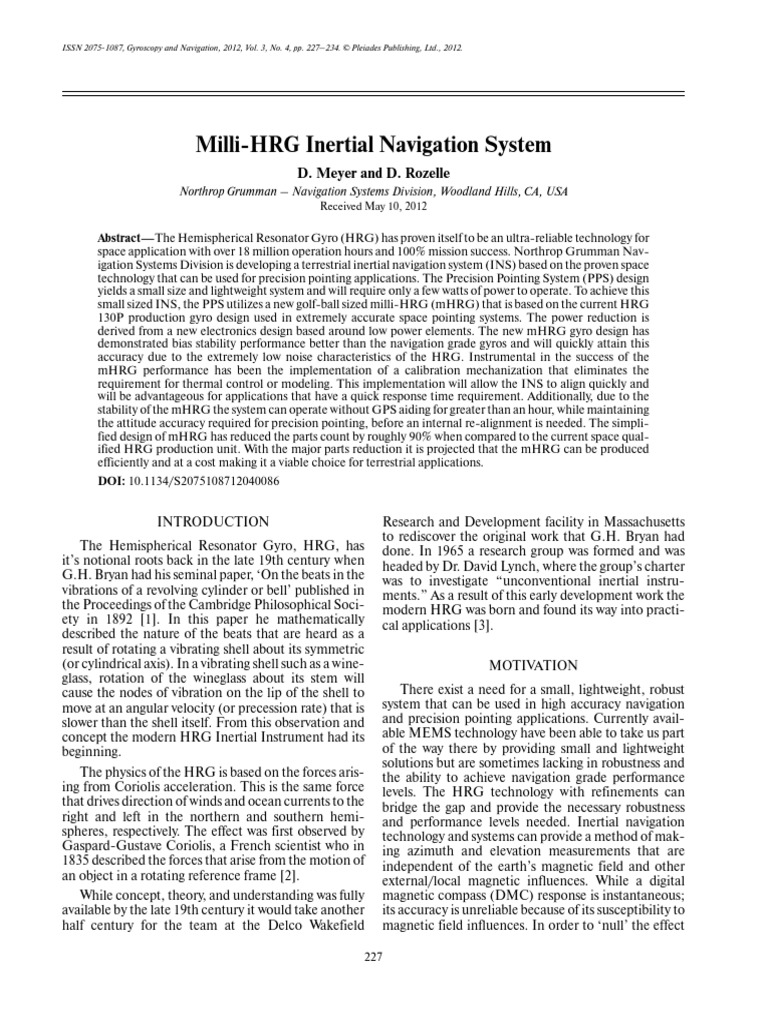 milli-HRG Inertial Navigation System | PDF | Inertial Navigation System ...