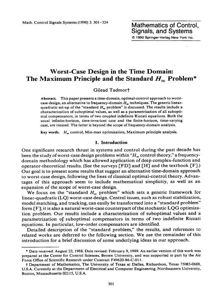 Worst-Case Design in The Time Domain The Maximum Principle and The ...