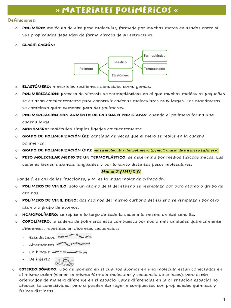 U. 1 - Materiales Poliméricos | PDF | Polímeros | Sólido amorfo