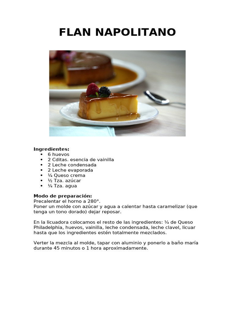 Receta de Flan Napolitano Fácil | PDF