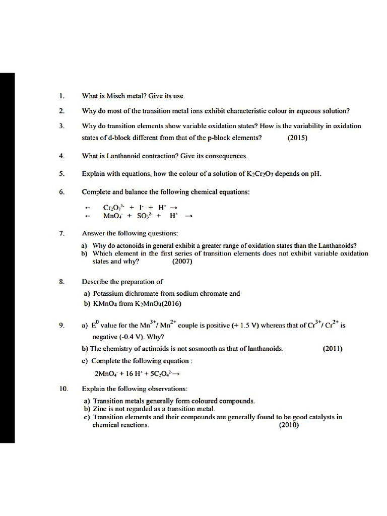 Chemistry Worksheet | PDF