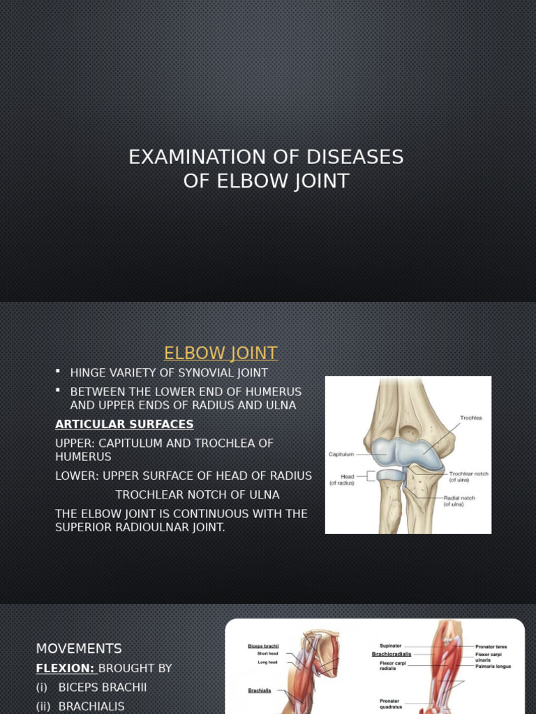 Elbow Joint Disease Examination Guide | PDF | Elbow | Anatomical Terms ...