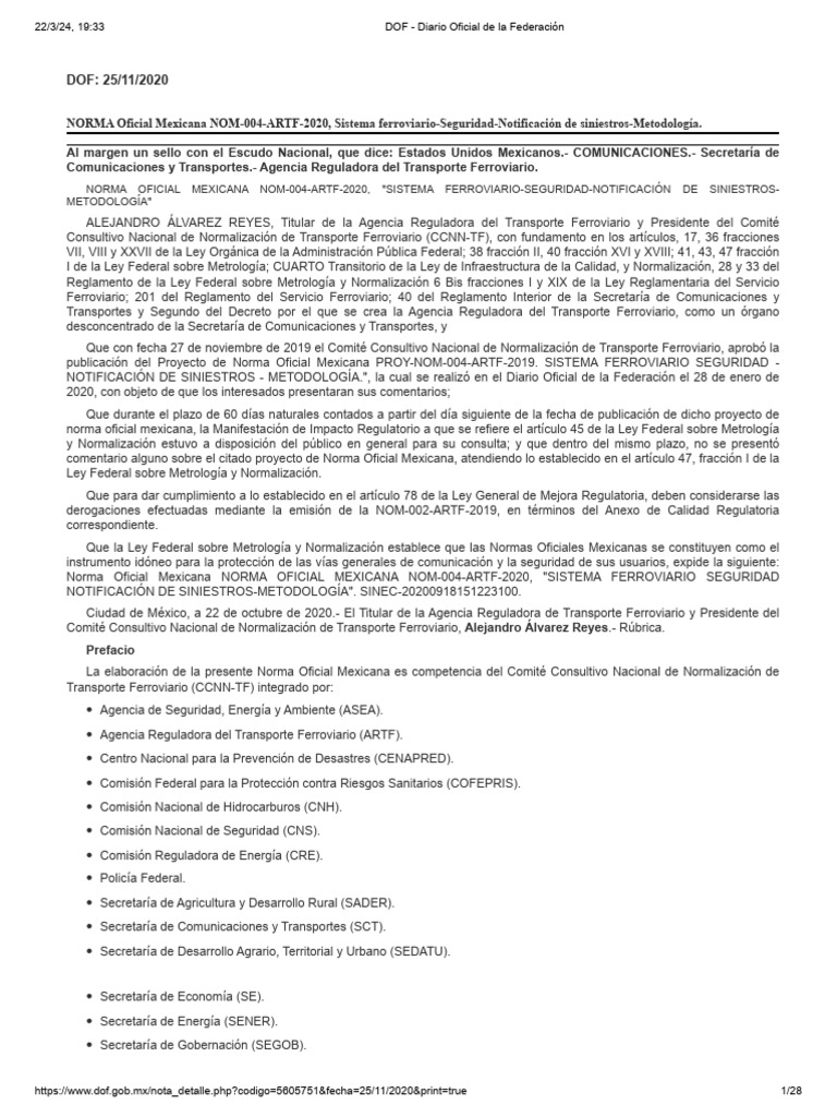 Nom 004 Artf 2020 | PDF | Transporte ferroviario | México