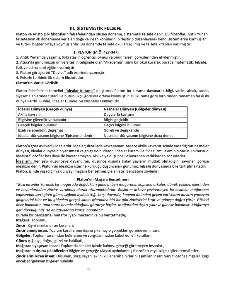 Felsefe 11 Konu Özeti̇ | PDF