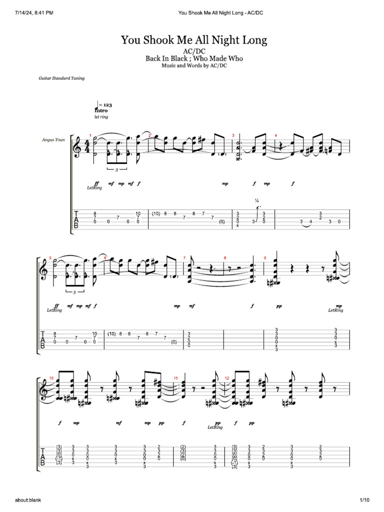 You Shook Me All Night Long | PDF