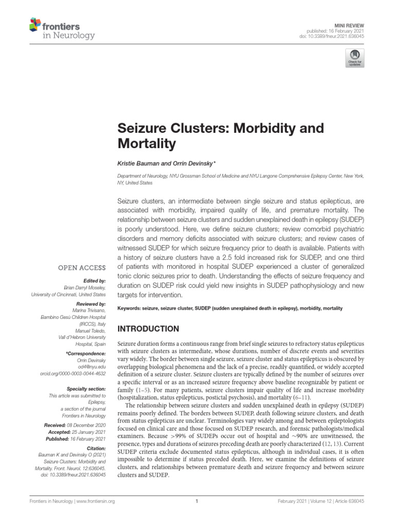 1 (19) Seizure Clusters Morbidity and Mortality | PDF | Epilepsy ...