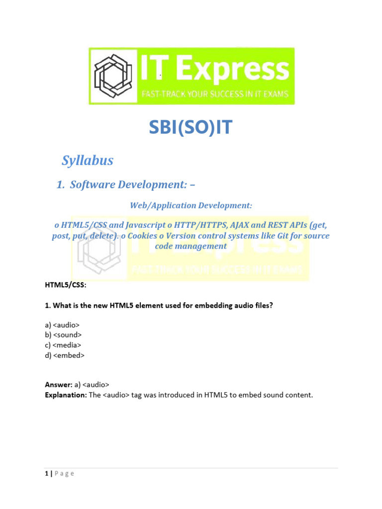 SBI IT Syllabus: Web Development Essentials | PDF | Http Cookie | Ajax (Programming)