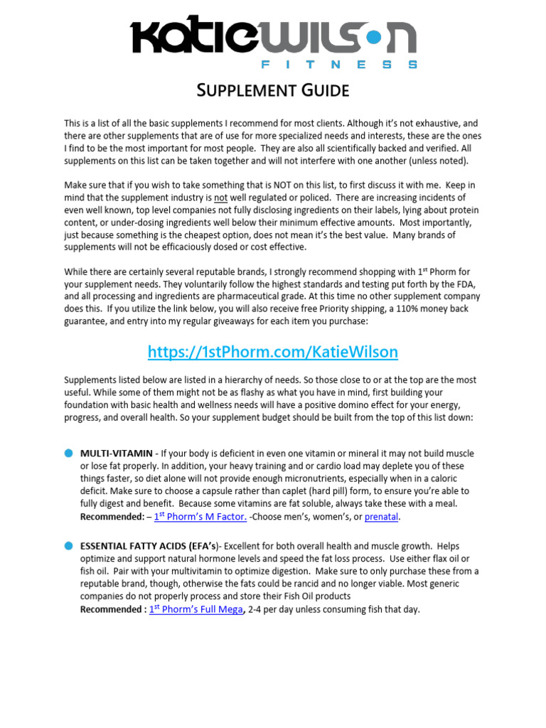 2018 KWF Supplement Guide | PDF | Dietary Supplements | Vitamin