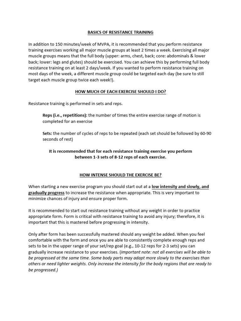 Basics of Resistance Training | PDF | Strength Training | Clinical Medicine