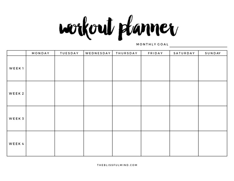 Blank Workout Planner Template | PDF