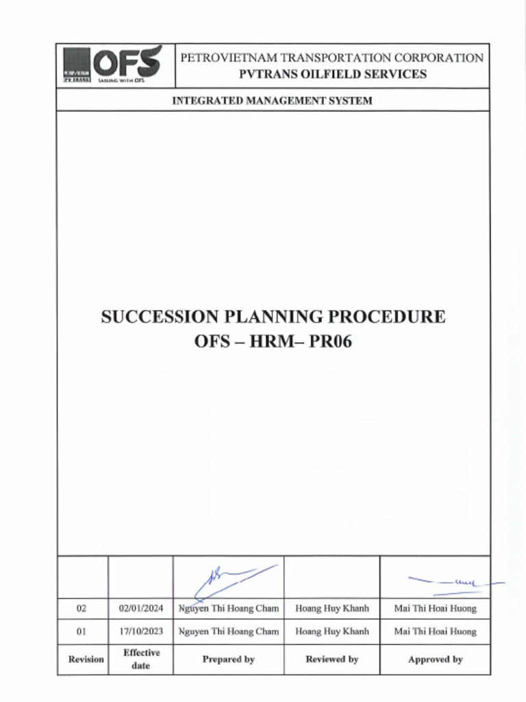 OFS -HRM-PR06 -Succession Process | PDF | Risk | Performance Appraisal