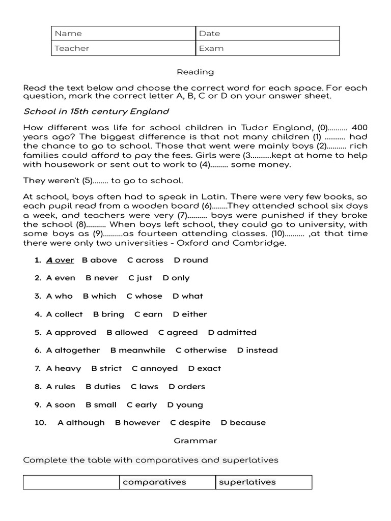 Tudor England School Life for Children | PDF