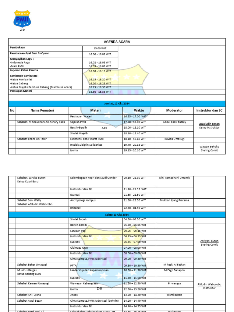 TIME SCHEJUL Mapaba PMII Gel.2 | PDF
