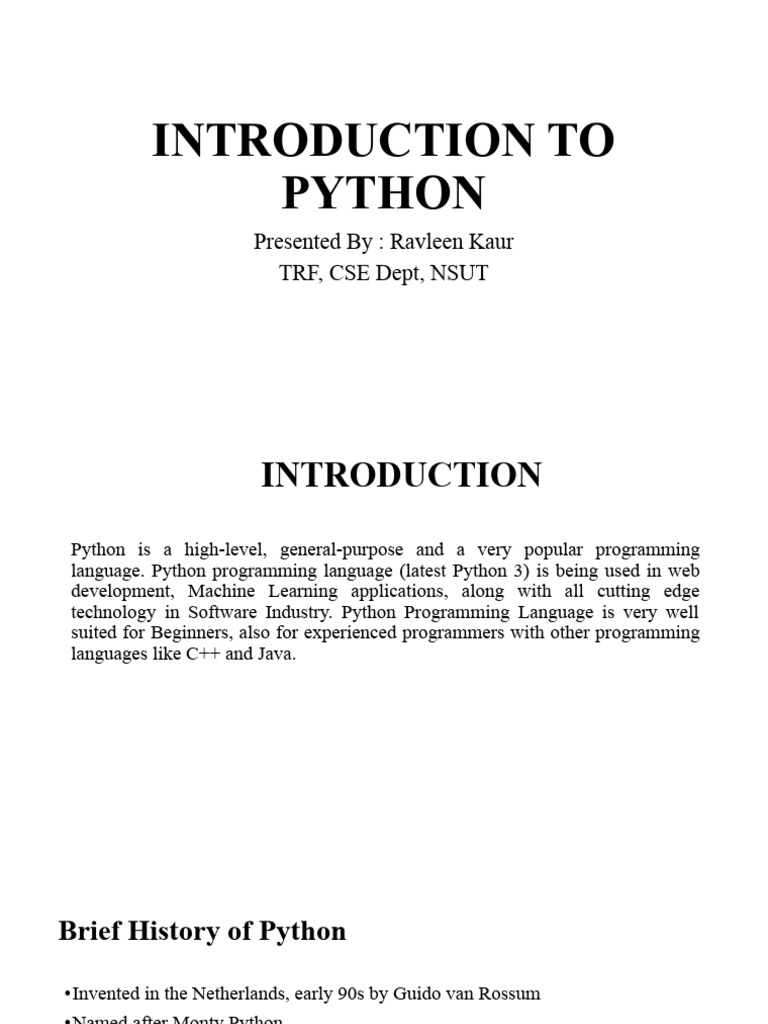 Lec - 1 - Introduction To Python | PDF | Data Type | Python ...