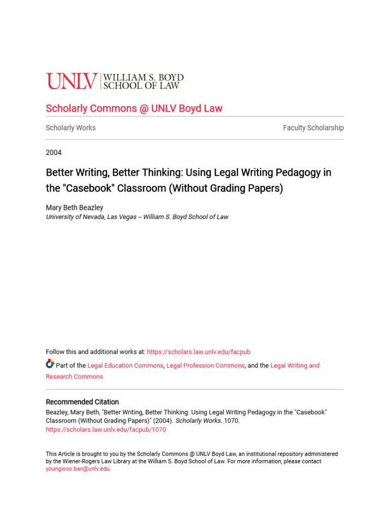 Legal Writing Pedagogy in Law Classrooms | PDF | Teaching Method | Pedagogy