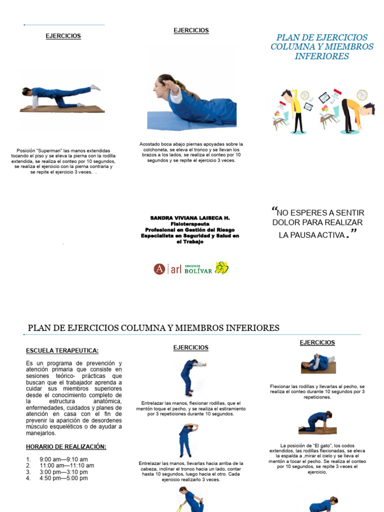Folleto Plan Ejercicios Columna | PDF | Rodilla