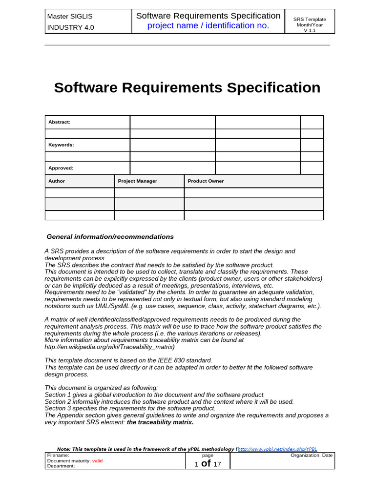 Industry 4.0 Software Requirements SRS | PDF | Specification (Technical ...