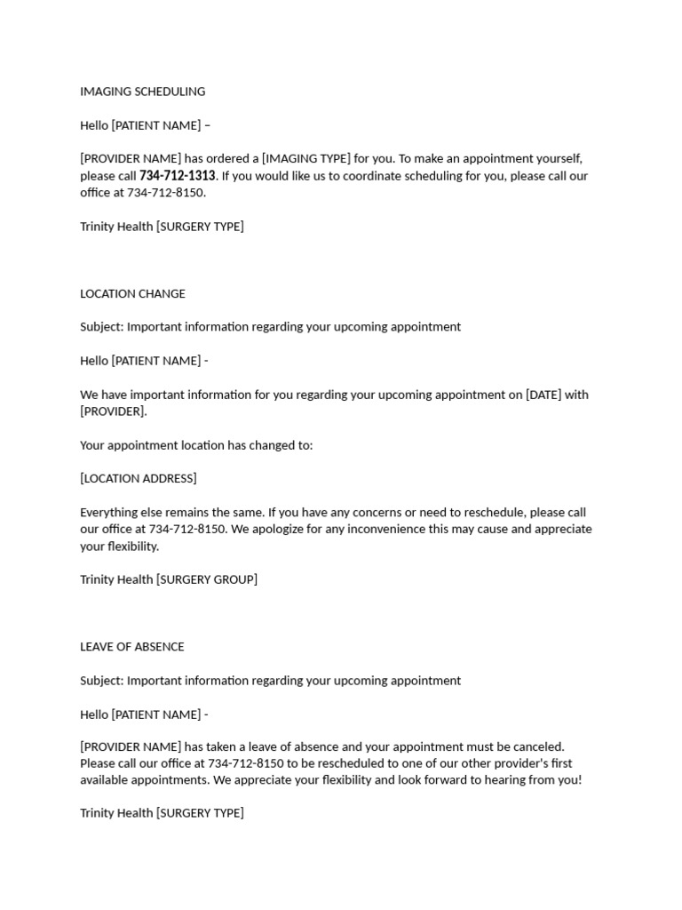 Boilerplate Messages | PDF