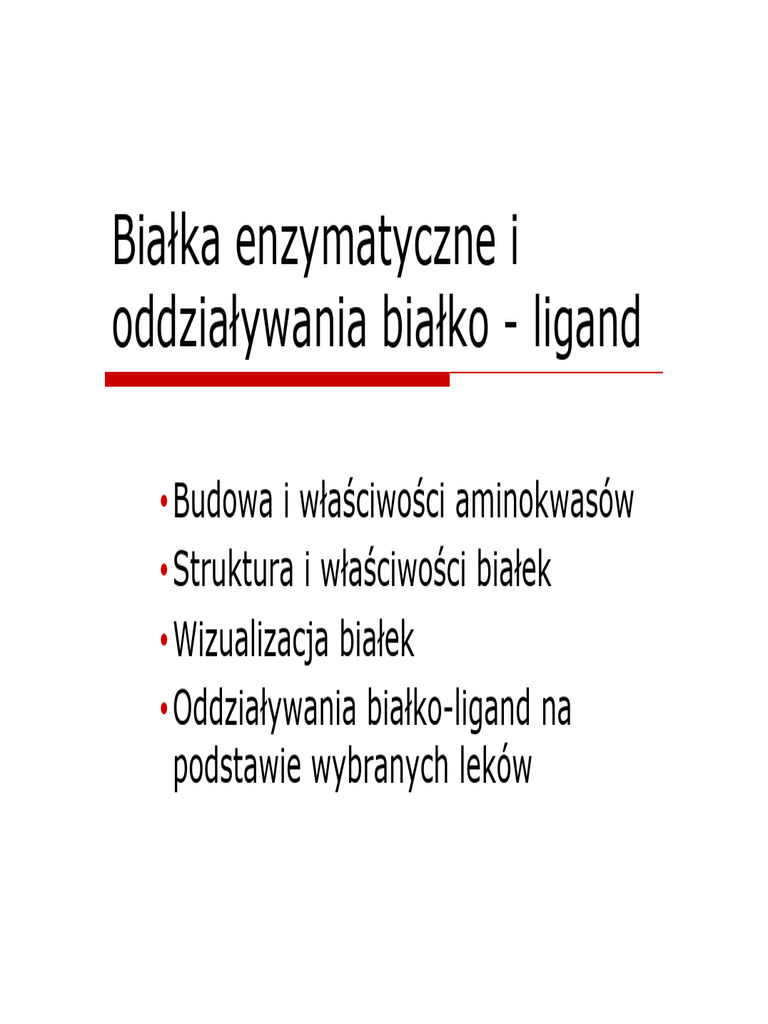 Enzymologia - Oddziaływania białko-ligand | PDF