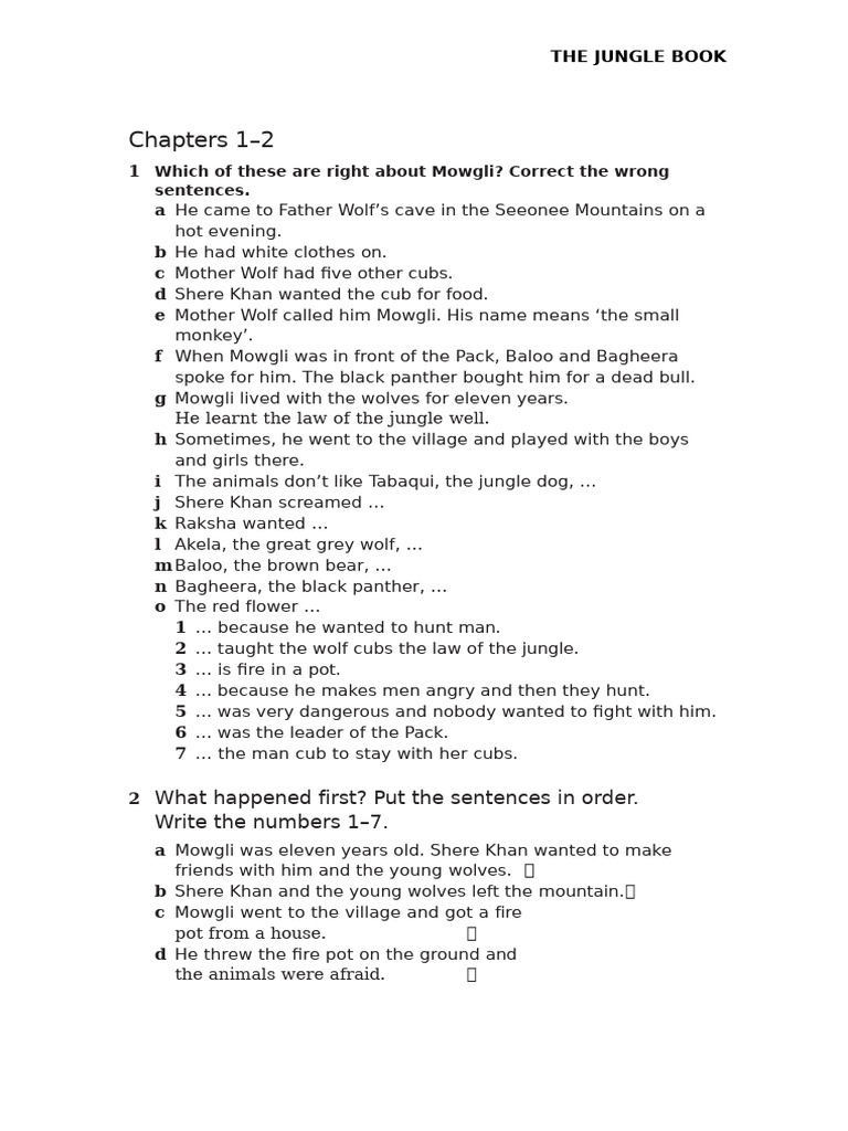 The Jungle Book - Chapter 1-2 | PDF