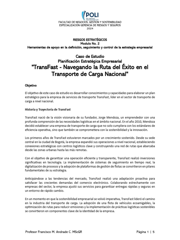 Plan Estratégico de TransFast 2024 | PDF | Business | Planificación ...