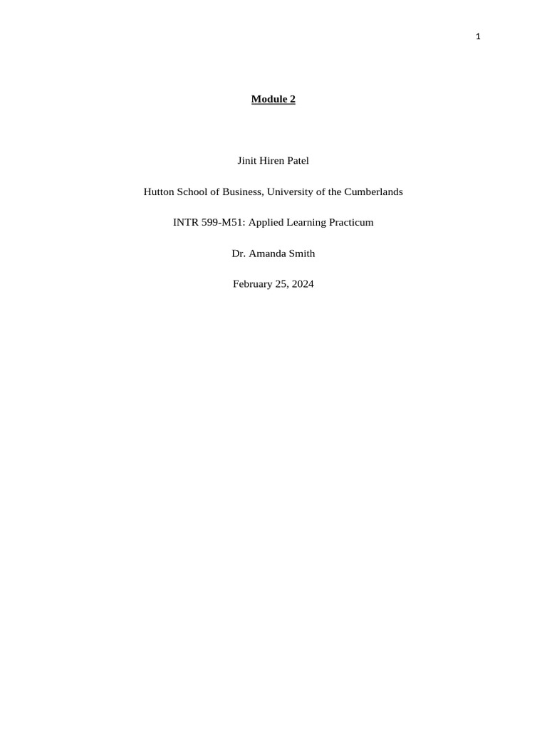 Module 2 - Jinit Patel INTR 599 | PDF | Goal | Decision Making